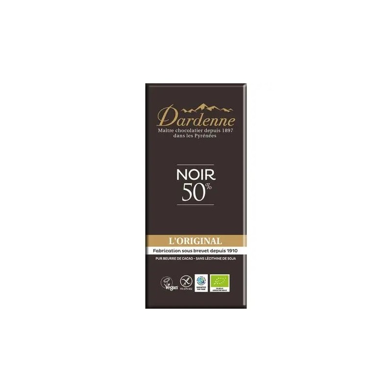 Tablette Chocolat Noir 50% Cacao Tradition Ss Gluten 80Gr Dardenne